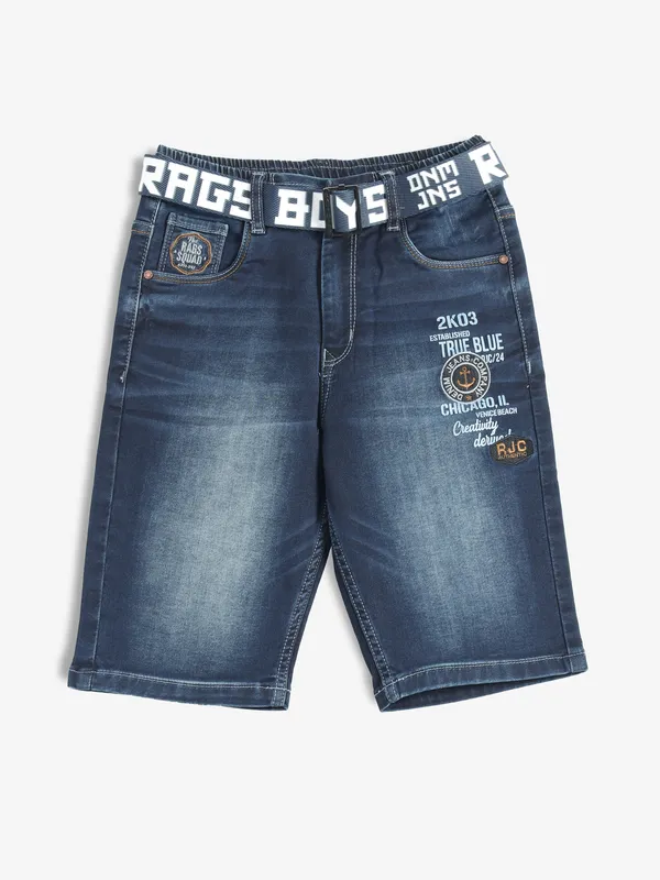 RAGS dark blue washed shorts-G3-BSO0597 | United States