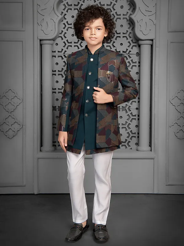Rama blue finest terry rayon indo western for boys-G3-BIW1504