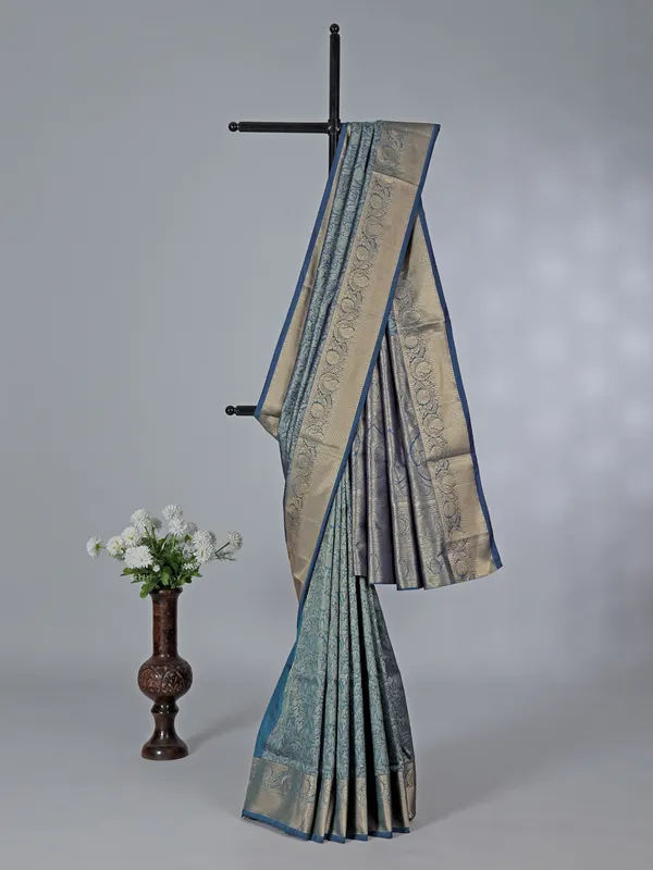 Rama blue kanjivaram silk traditional saree-G3-WSA61814 | United...