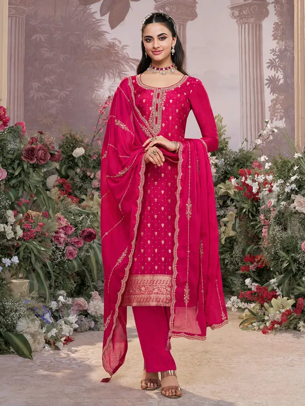 Rani pink silk pakistani salwar suit for wedding-G3-WSS44071 | Canada