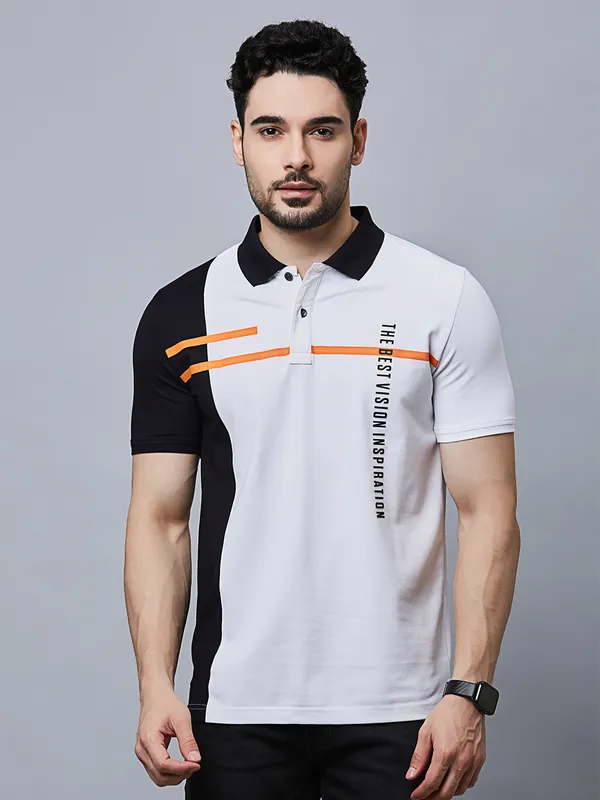 River Blue color block white t shirt-G3-MTS17794 | United States