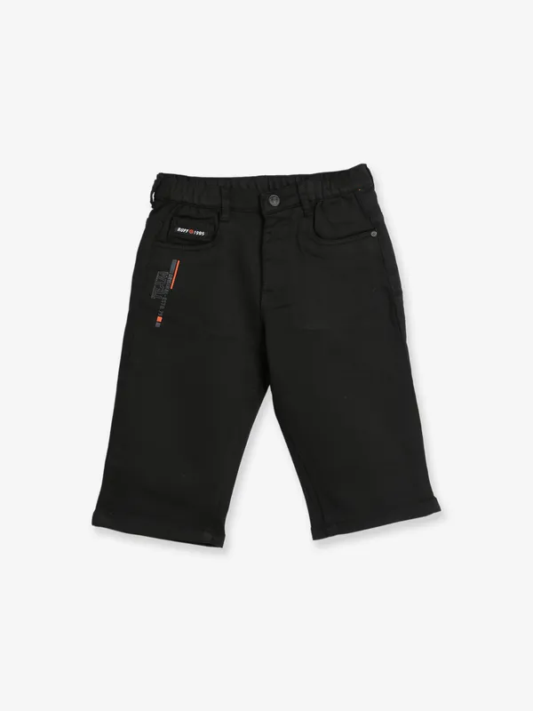 Ruff black denim shorts-G3-BSO0578