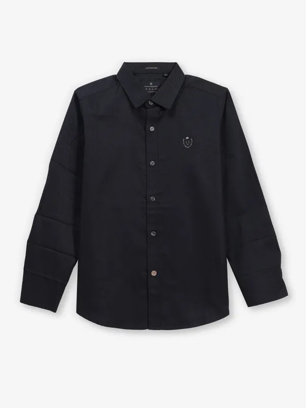RUFF black textured cotton shirt-G3-BCS3033 | United States