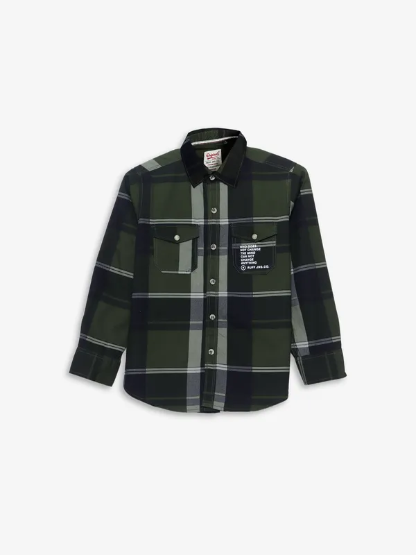 Ruff checks military green cotton shirt-G3-BCS2723 | United States