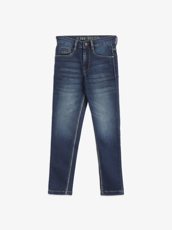 Ruff washed dark blue jeans-G3-BJE01059 | United States