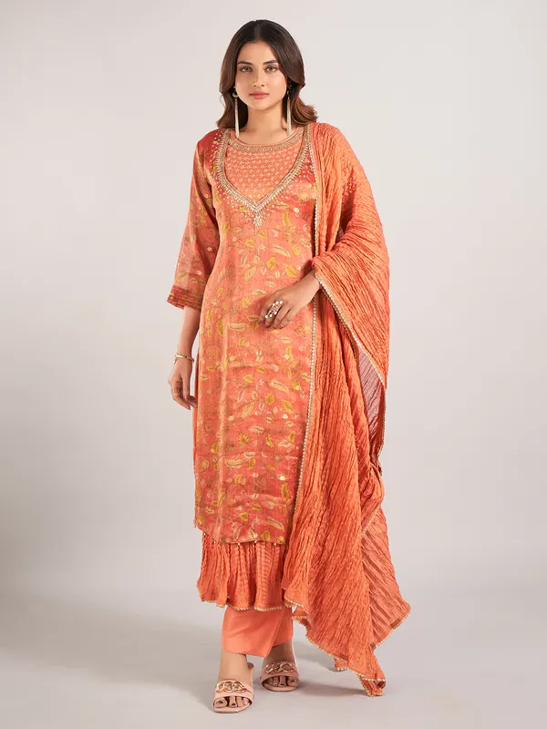 Rust pink dhoop chav soft silk wedding wear salwar...