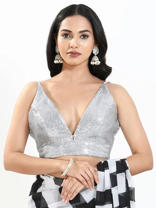 silver sequins blouse