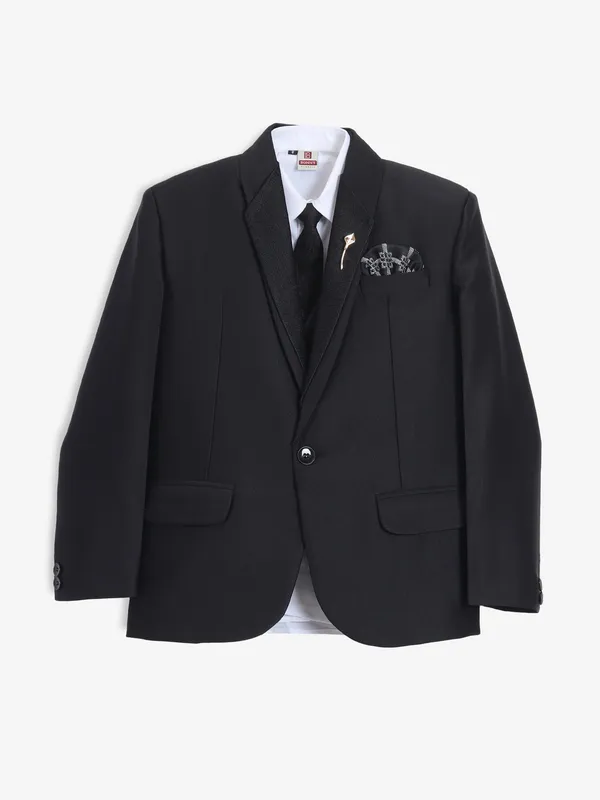 Stunning black terry rayon one button coat suit-G3-BCO51385