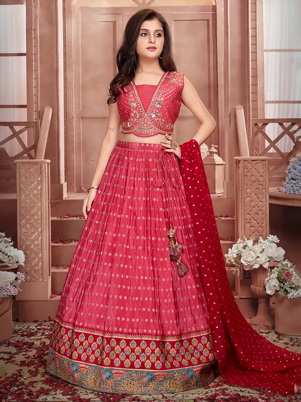 Stunning bright pink silk lehenga choli-G3-GCS2934