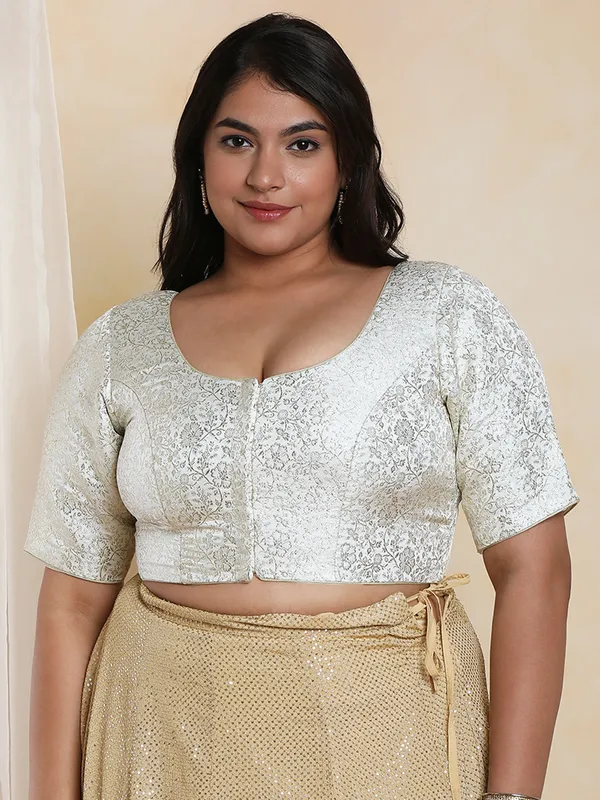 Stunning white brocade blouse-G3-RB1642 | United States
