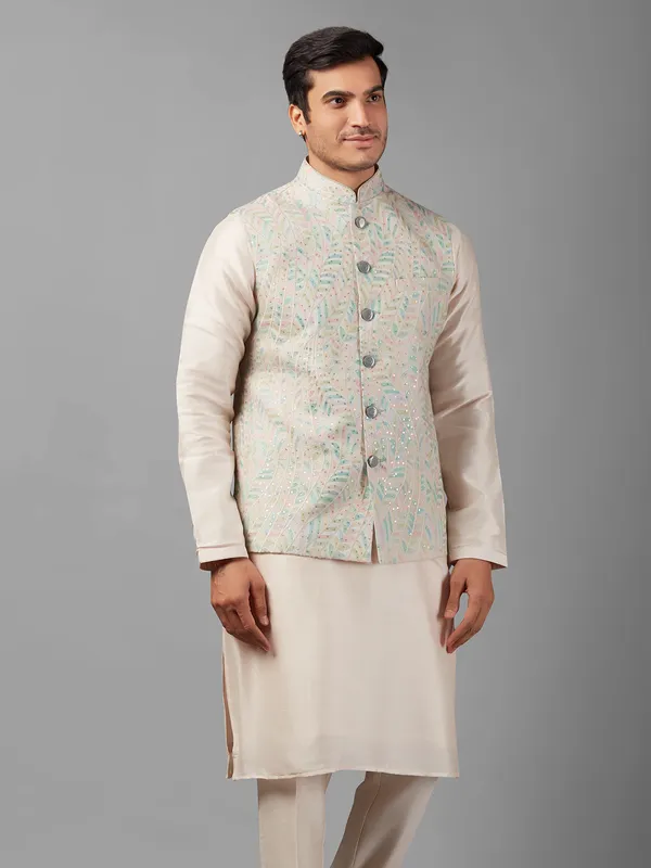 Stylish cream waistcoat set-G3-MWCS1179 | United States