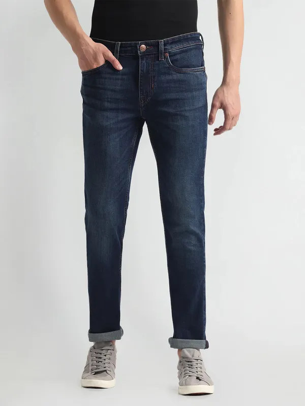 U S POLO ASSN navy washed denim jeans-G3-MJE4975 | United States