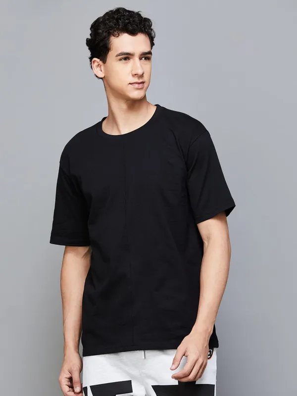 UCB black cotton boxy fit t-shirt-G3-MTS18081 | United States