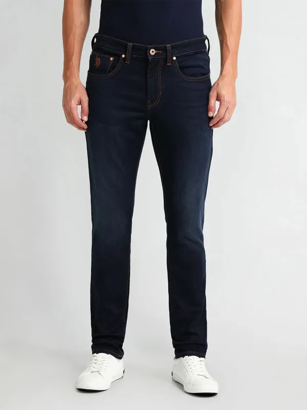US POLO washed dark navy denim jeans-G3-MJE5386