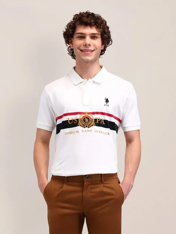 US POLO white logo embroideried polo t-shirt-G3-MTS19719 | United...