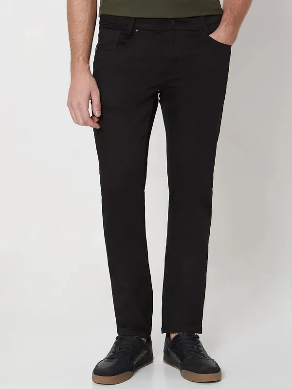 MUFTI solid black denim straight fit jeans-G3-MJE5543 | United States