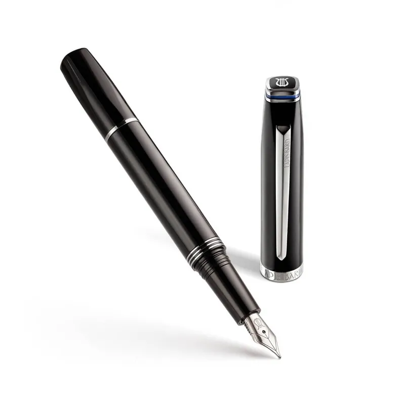 Buy Lapis Bard Contemporary Fountain Pen Medium Black with Chrome...