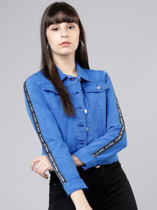 Buy Tokyo Talkies Royal Blue Denim Jacket for Women Online at...