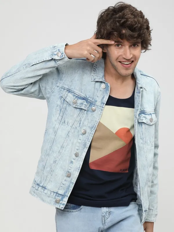 Buy Highlander Light Blue Solid Denim Jacket Online - HLJK000671