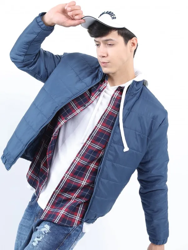 Buy Ketch Navy Blue Puffer Jacket Online - KHJK000007