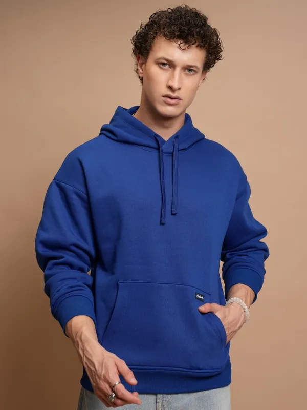 Buy Highlander Blue Oversized Fit Hoodie Sweatshirt for Men Online...