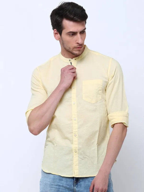 Buy Highlander Yellow Slim Fit Solid Casual Shirt for Men Online...