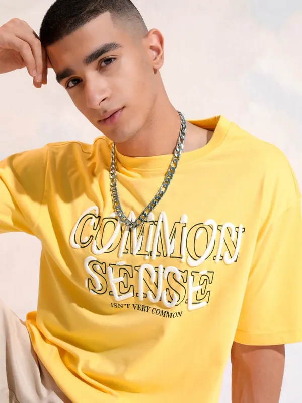 Buy Highlander Yellow Printed Round Neck T-Shirt for Men Online at...