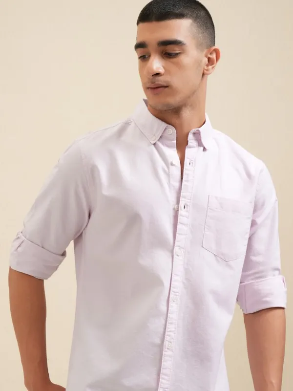 Buy Highlander Pink Solid Regular Fit Casual Shirt for Men Online...