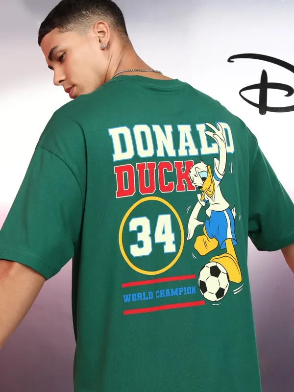 Buy Highlander Disney By Green Donald Duck Printed Round Neck...