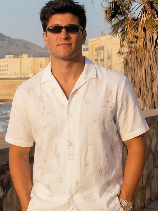 Buy Highlander White Embroidered Regular Fit Casual Shirt Online ...