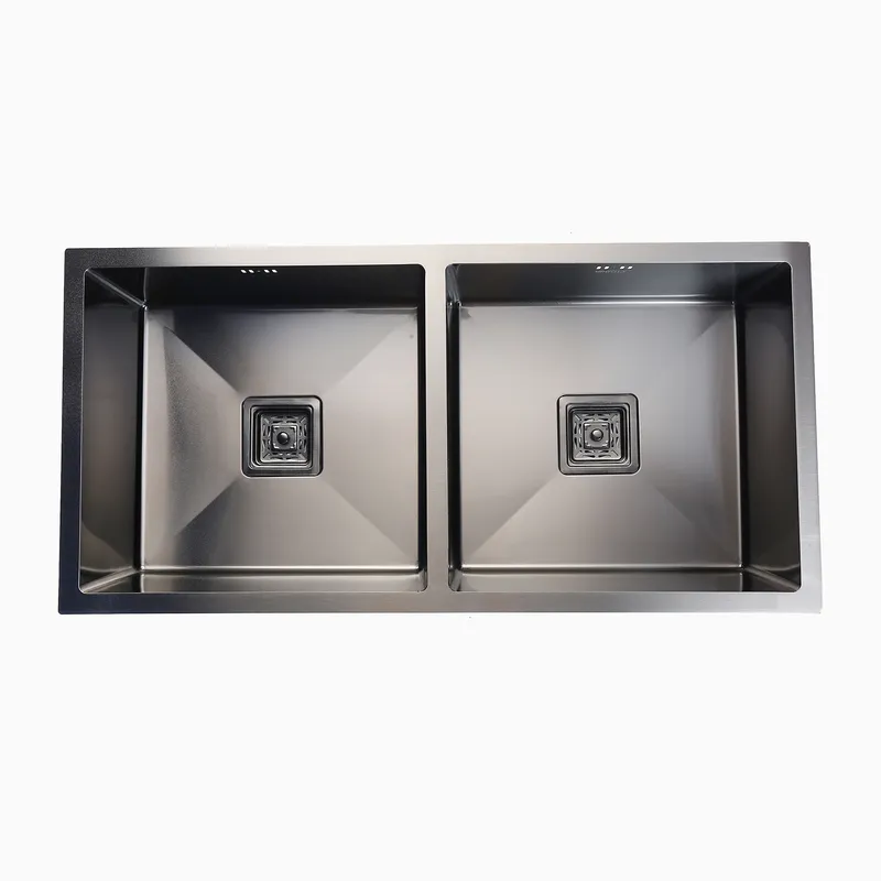 Shop Chrome Kitchen Sink Double Black (45X20) online from Gravity Bath