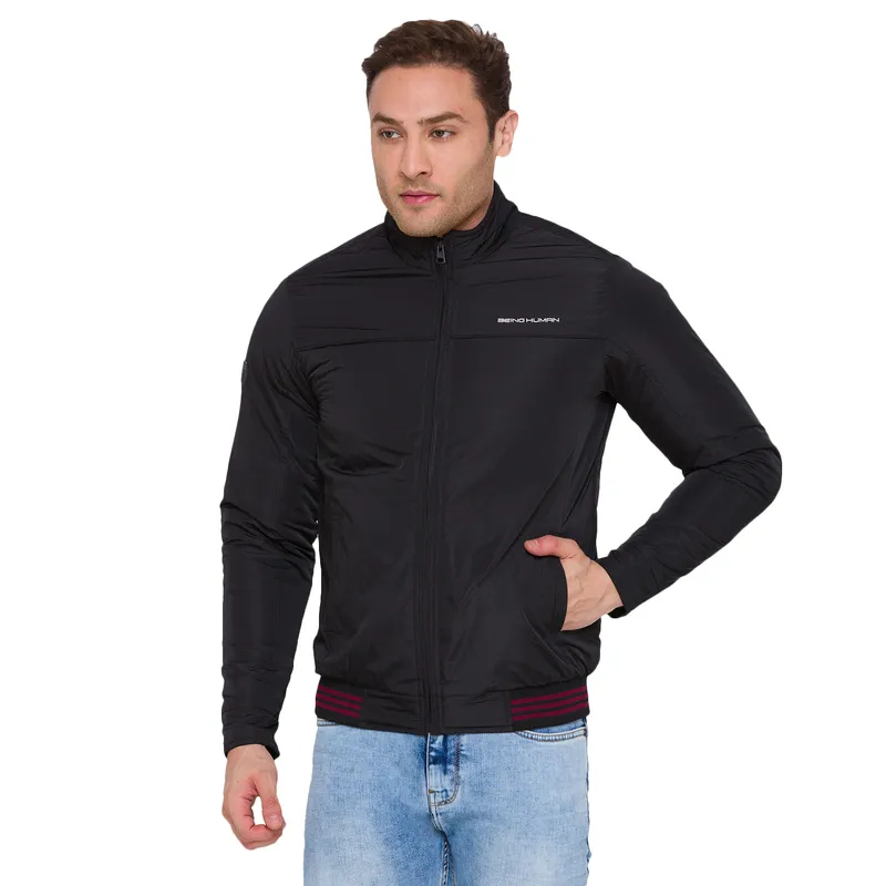 Being Human Regular Fit Men Collared Jackets-Black