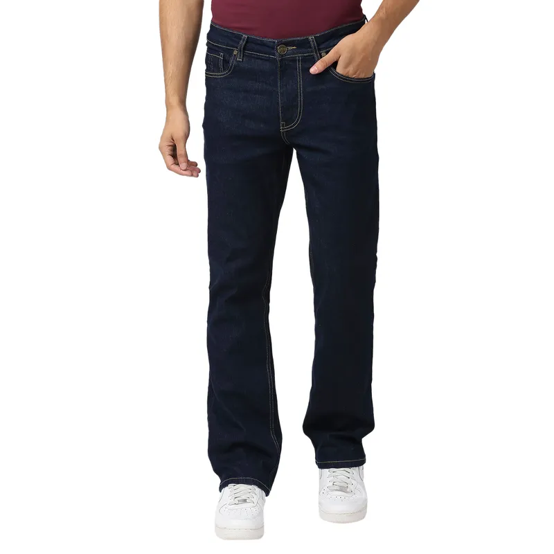 Being Human Men Boot Cut Fit Denim-Dark Tone