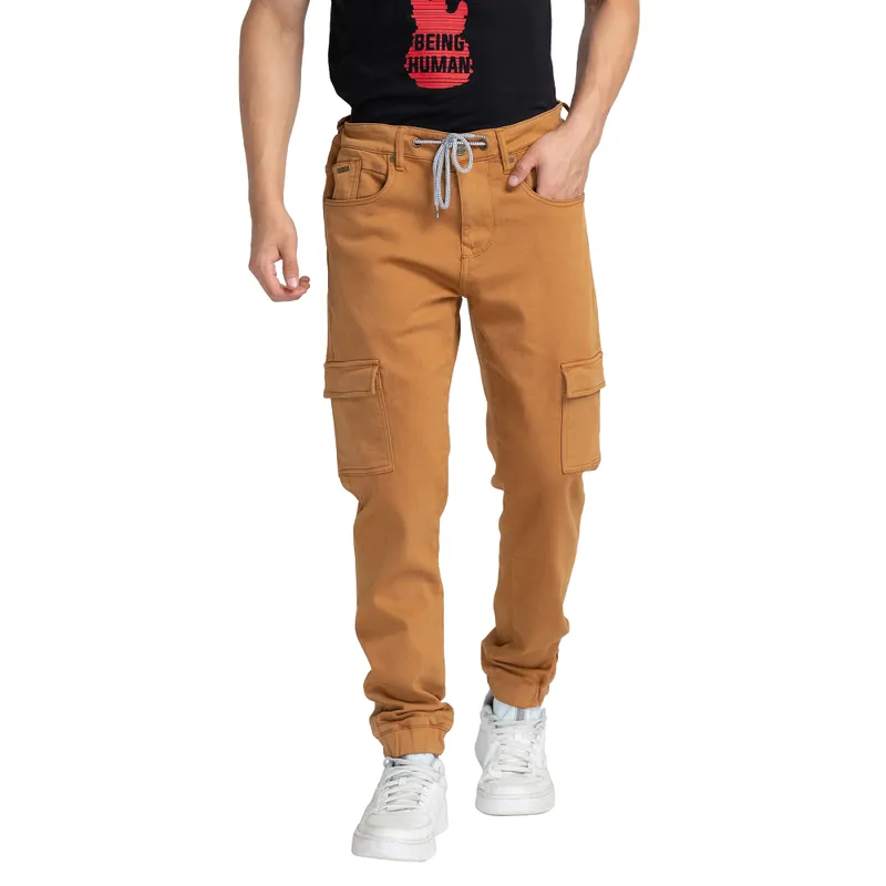Being Human Men Jogger Fit Denim-Tan