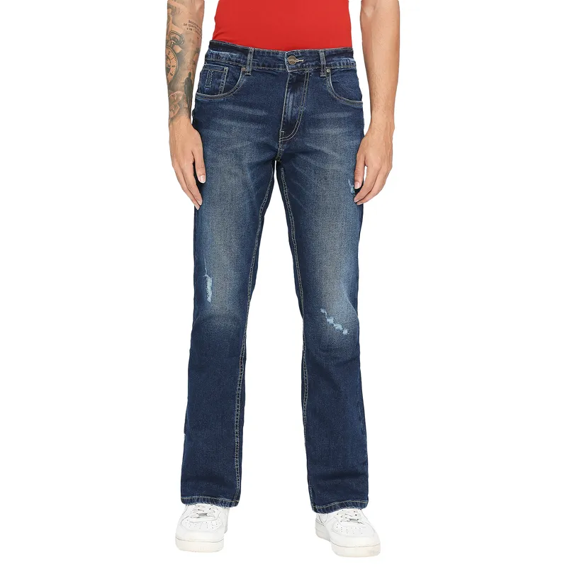 Being Human Men Boot Cut Fit Denim-Dark Tone