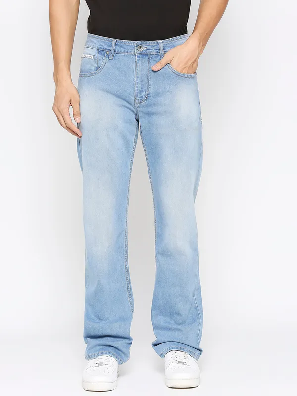Being Human Men Boot Cut Fit Denim-Light Tone