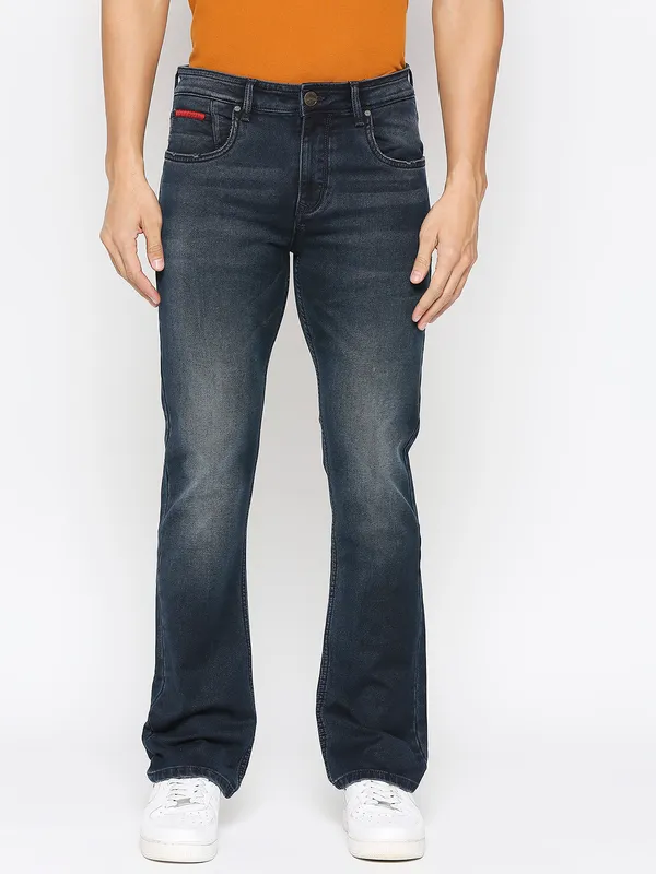 Being Human Men Boot Cut Fit Denim-Dark Tone