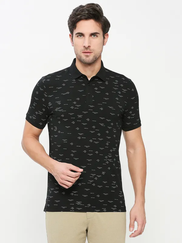 Being Human Regular Fit Men Polo Neck T-Shirts-Black