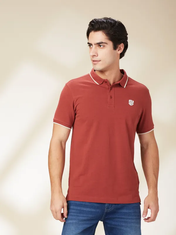 Being Human Mens-Top Polo Neck Rust