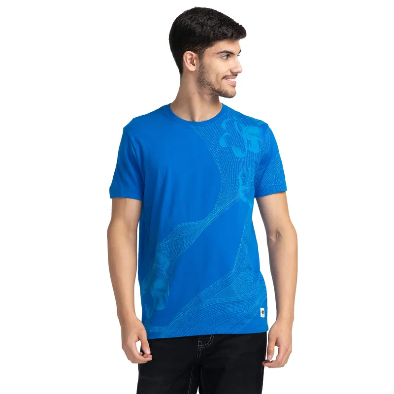 Being Human Regular Fit Men Crew Neck T-Shirts-Victoria Blue