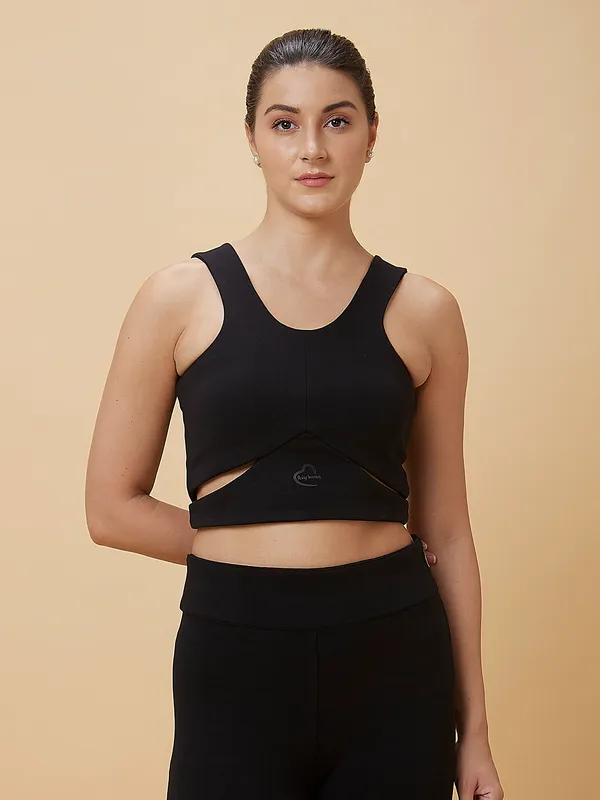 Being Human Cropped Fit T-Shirts Crew Neck Black