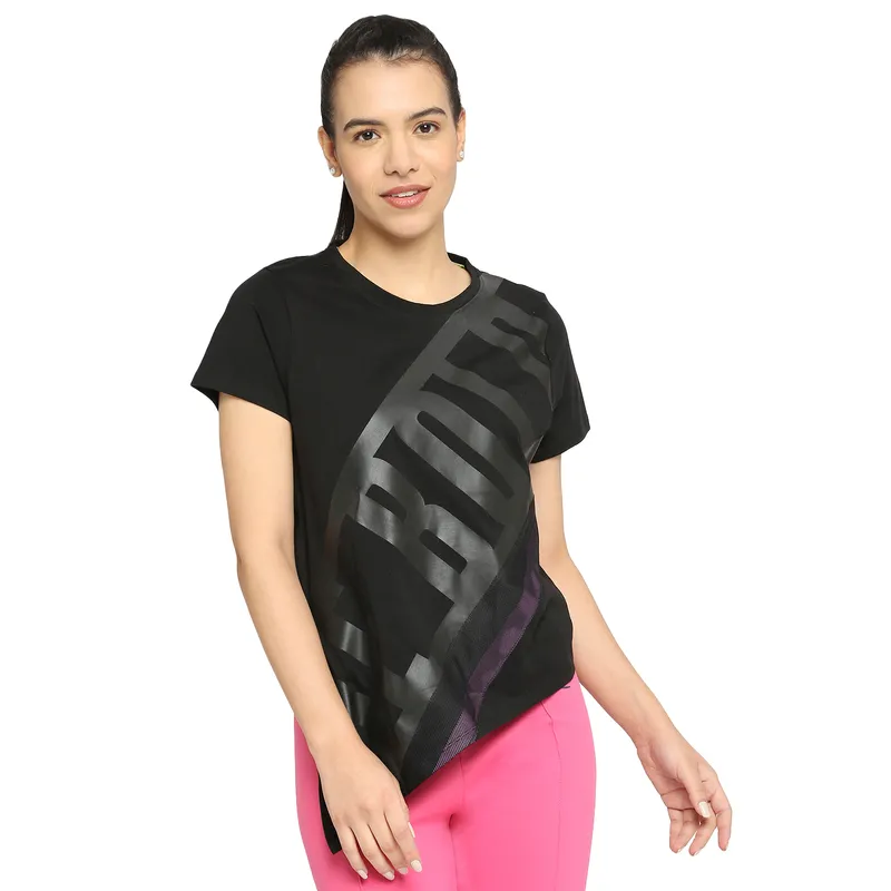 Being Human Boxy Fit Women Crew Neck T-Shirts-Jet Black