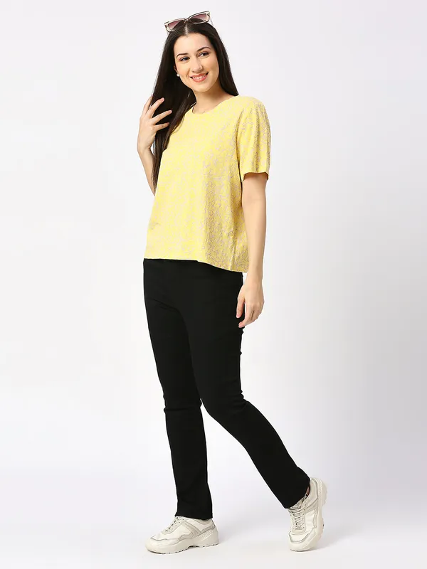Being Human Women Boxy Fit Crew Neck-Sunshine