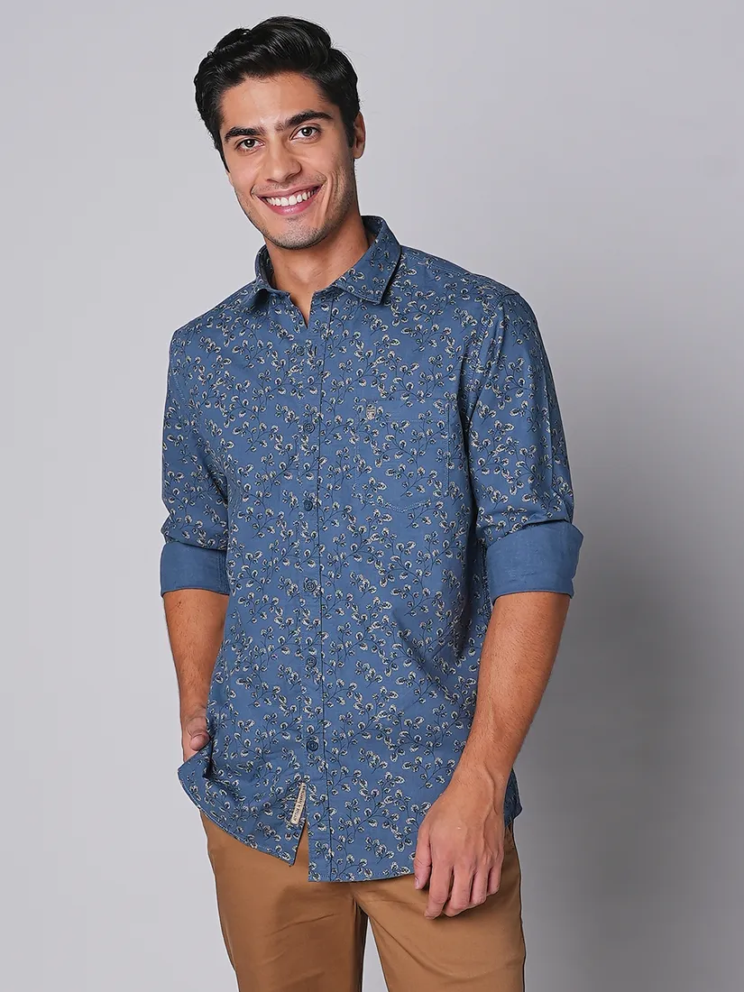 Oxemberg Men Slim Fit Print Casual Shirt